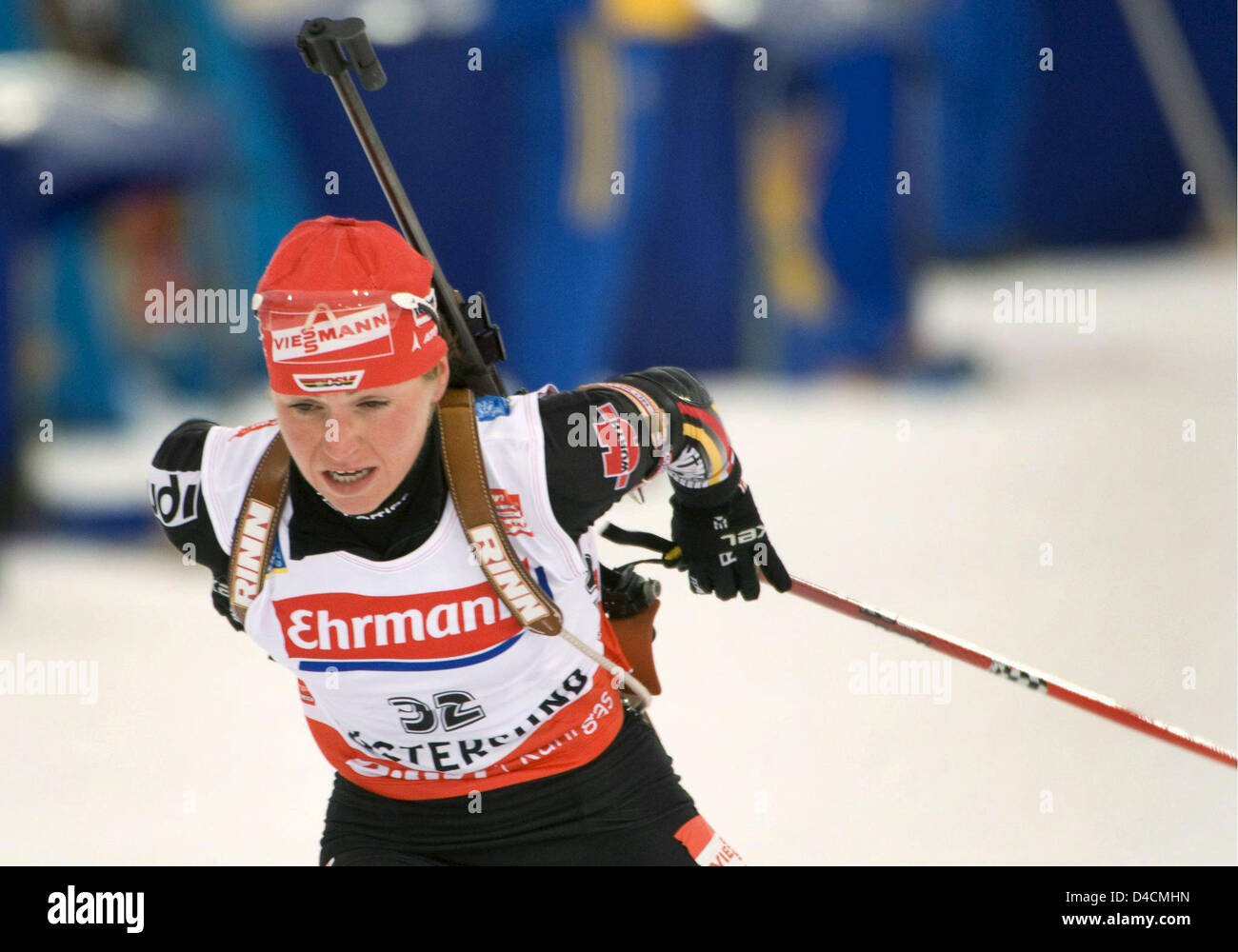 Andrea Henkel of Germany wins the 7.5km sprint at the 50th Biathlon ...