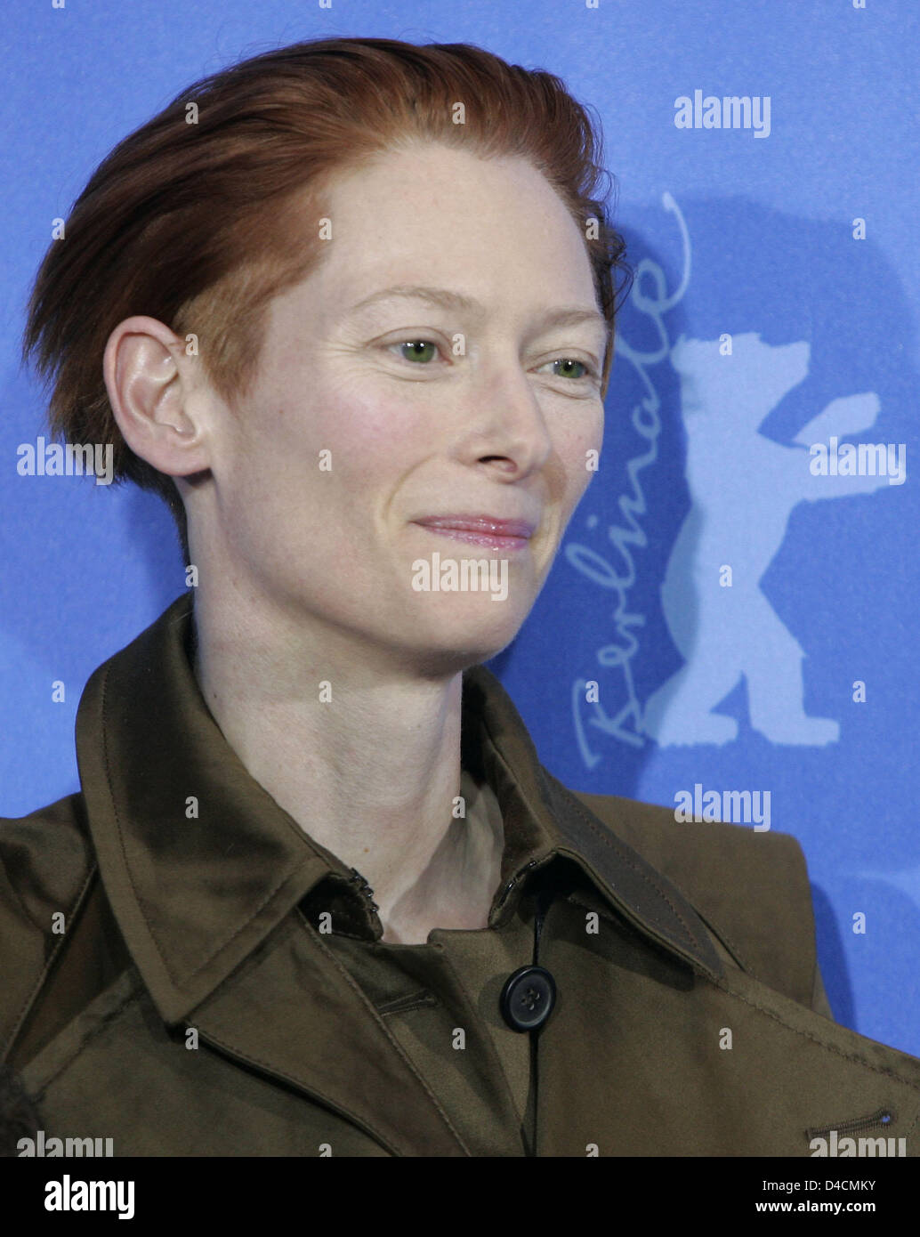 British actress Tilda Swinton smiles as she arrives for a photo call on ...
