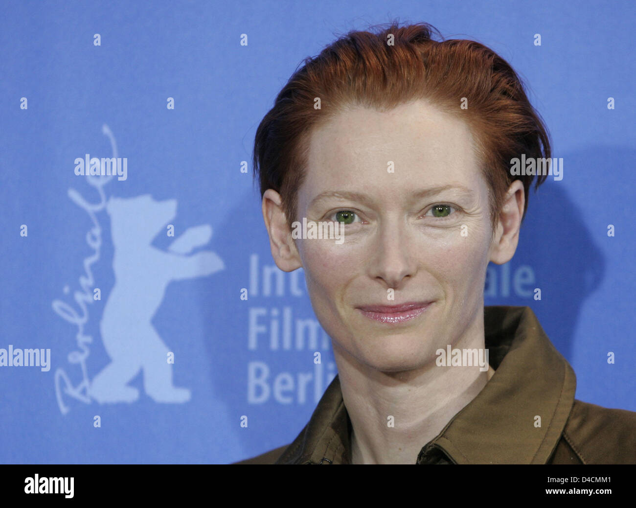 British actress Tilda Swinton smiles as she arrives for a photo call on ...