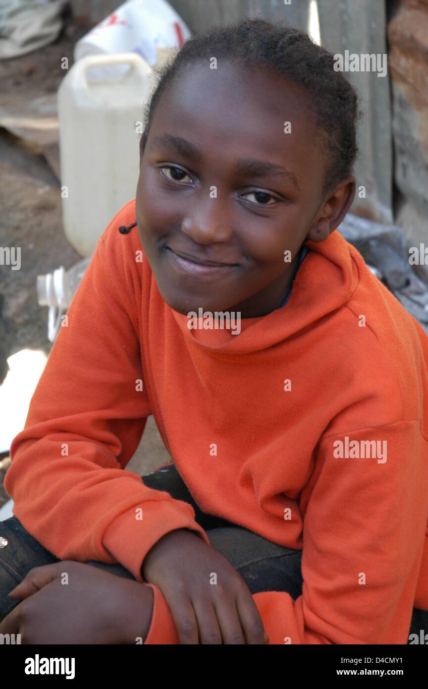 The picture shows a girl living in the Huruma slum in Nairobi, Kenya ...
