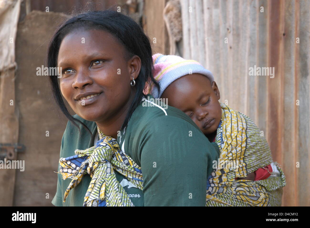 The picture shows mother with her infant in the Huruma slum in Nairobi ...