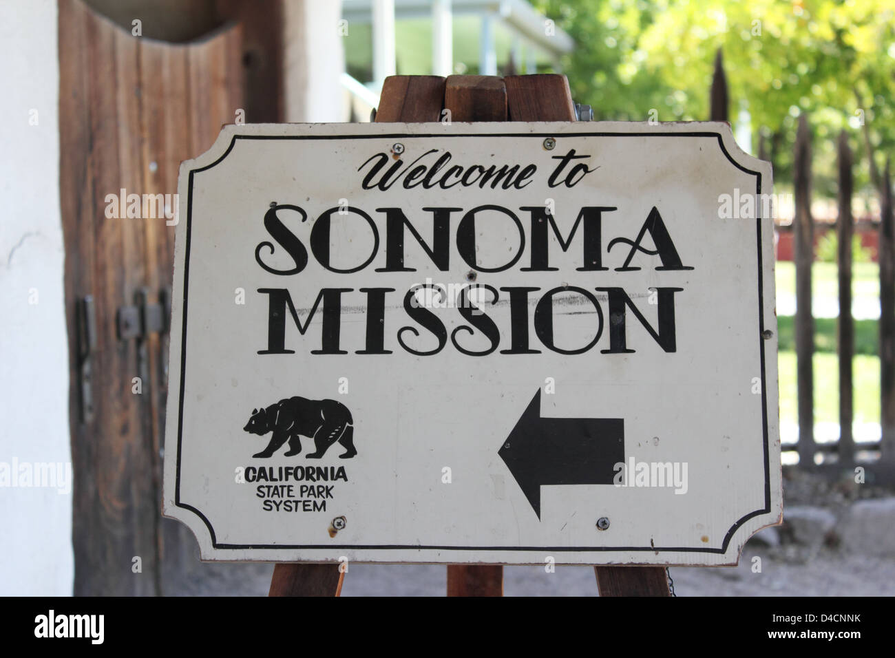 Welcome sign, Sonoma Mission, Sonoma, California, USA Stock Photo - Alamy