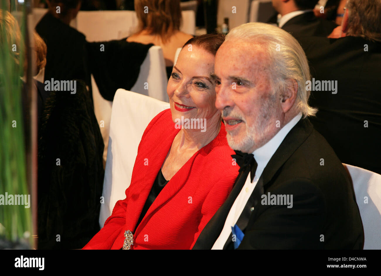 British actor Christopher Lee (R) and his wife Birgit pictured at the ...