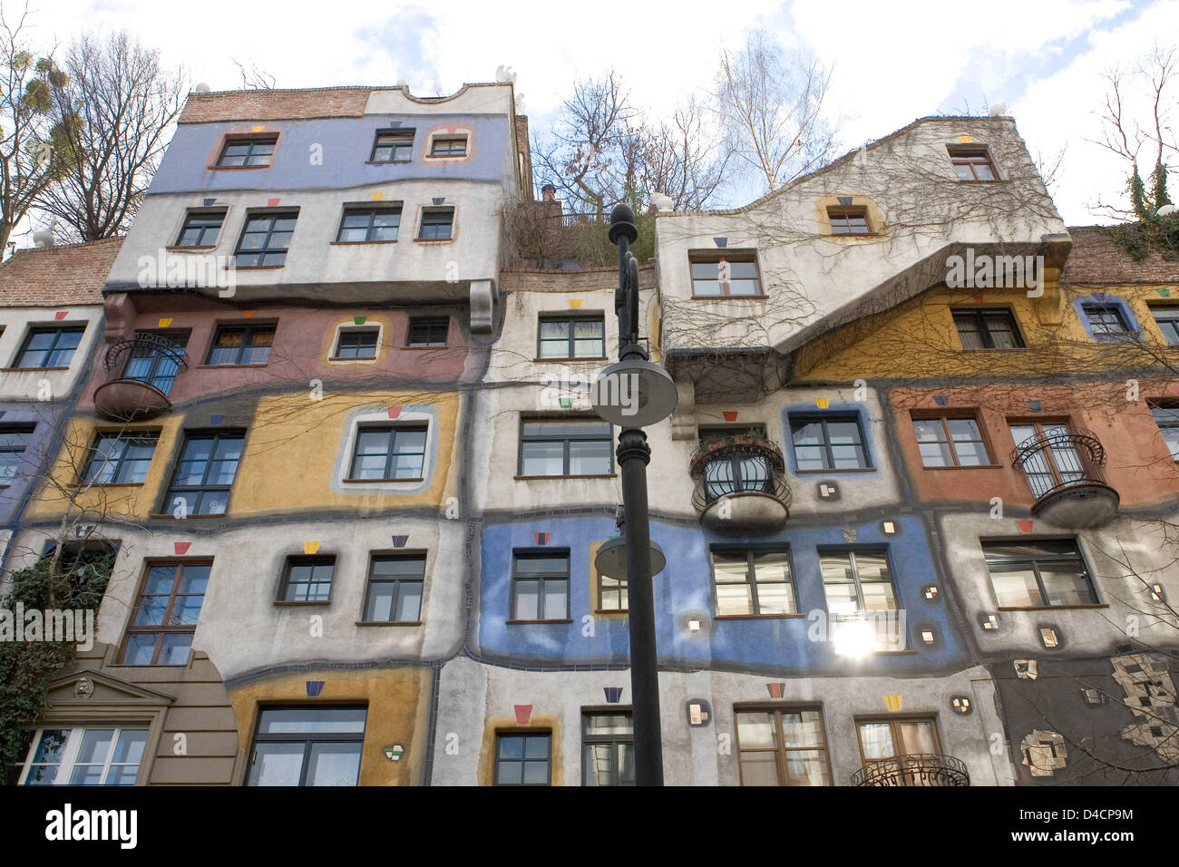 The picture shows the Hundertwasser house Vienna designed by Austrian ...