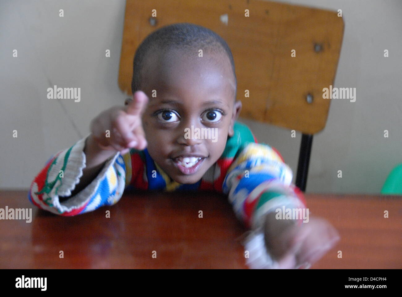 A child gestures at the Mama Fatuma's Childrens Home orphanage in the ...