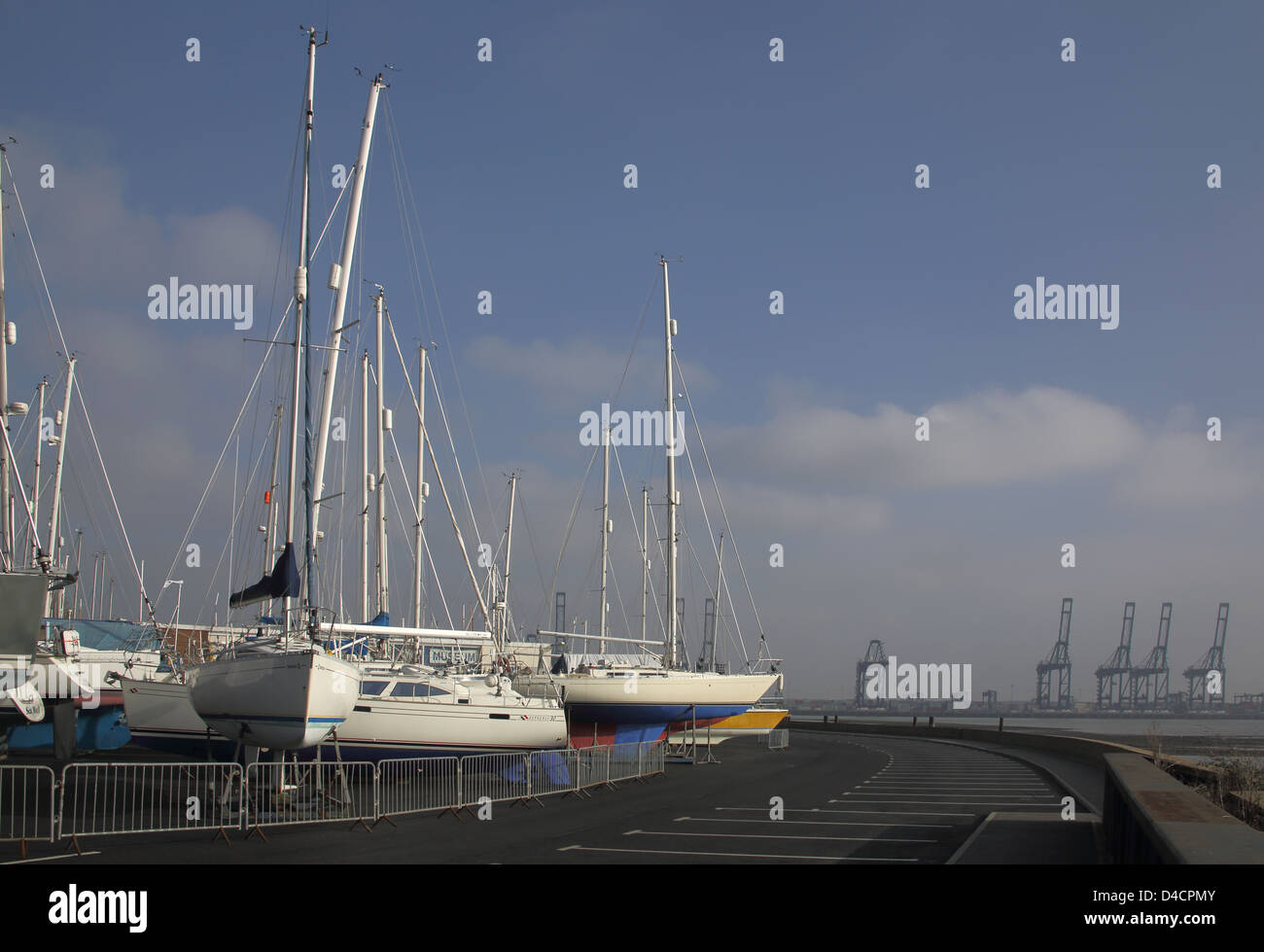 shotley gate marina looking towards felixstowe on the suffolk coast ...