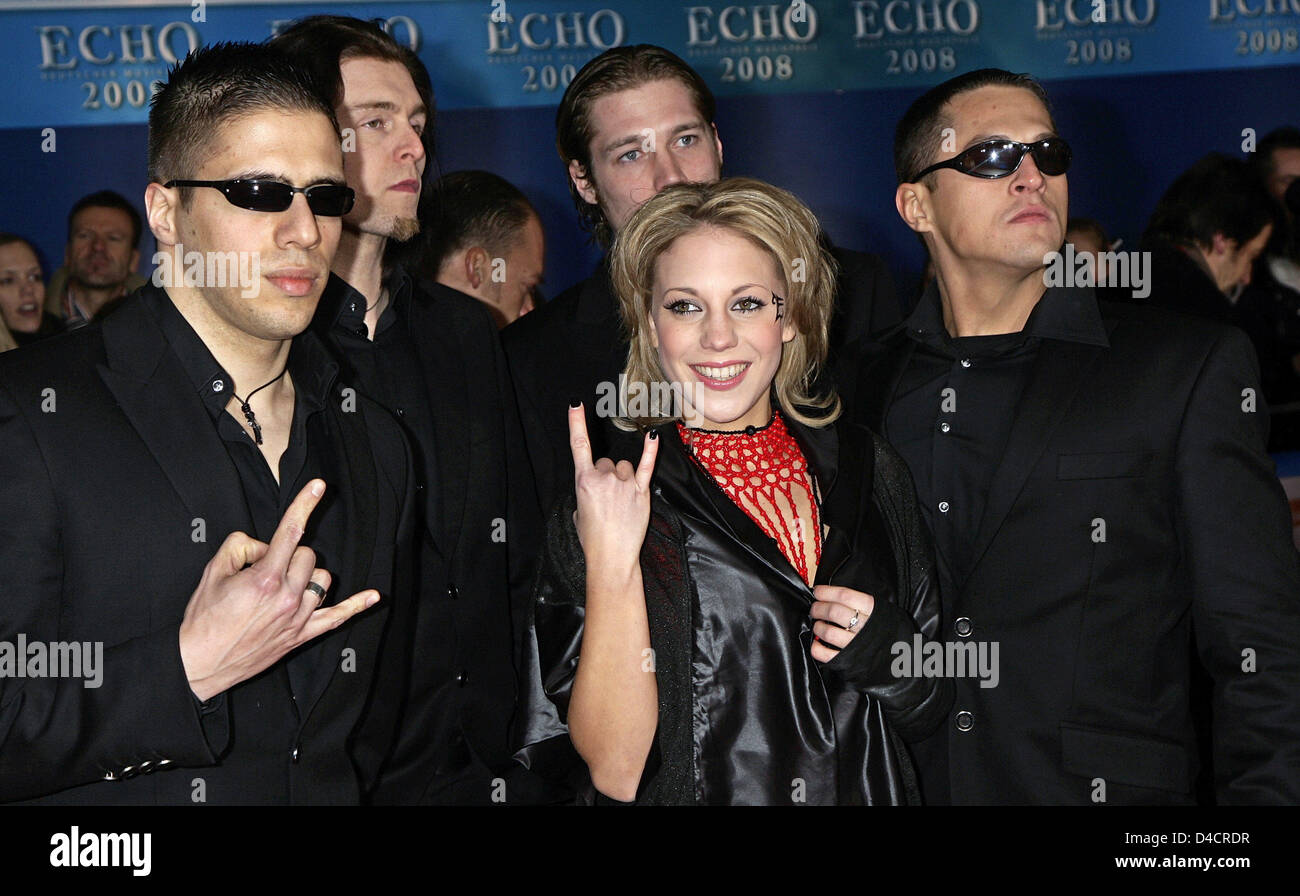German singer LaFee (C) and her band arrive for the award ceremony of ...