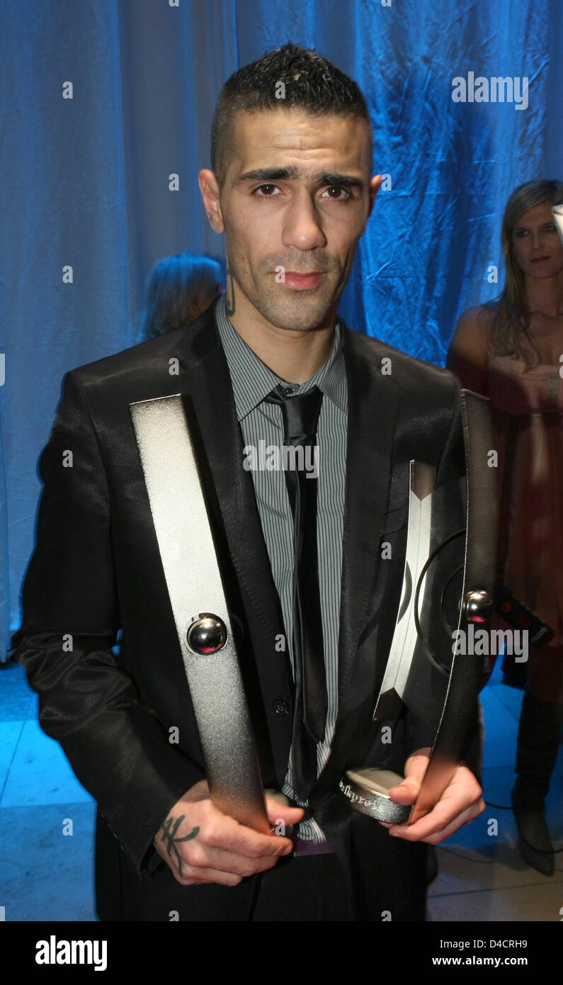 German rapper Bushido poses with his ECHO awards at the 17th Echo Award ...