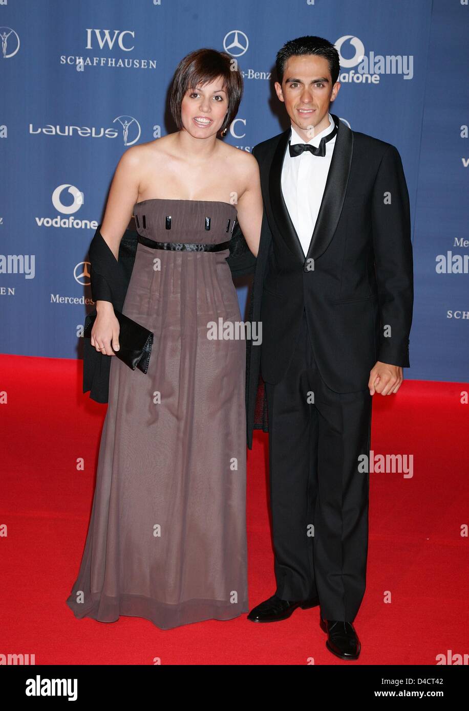 Spanish cycling professional Alberto Contador and his partner arrive at ...