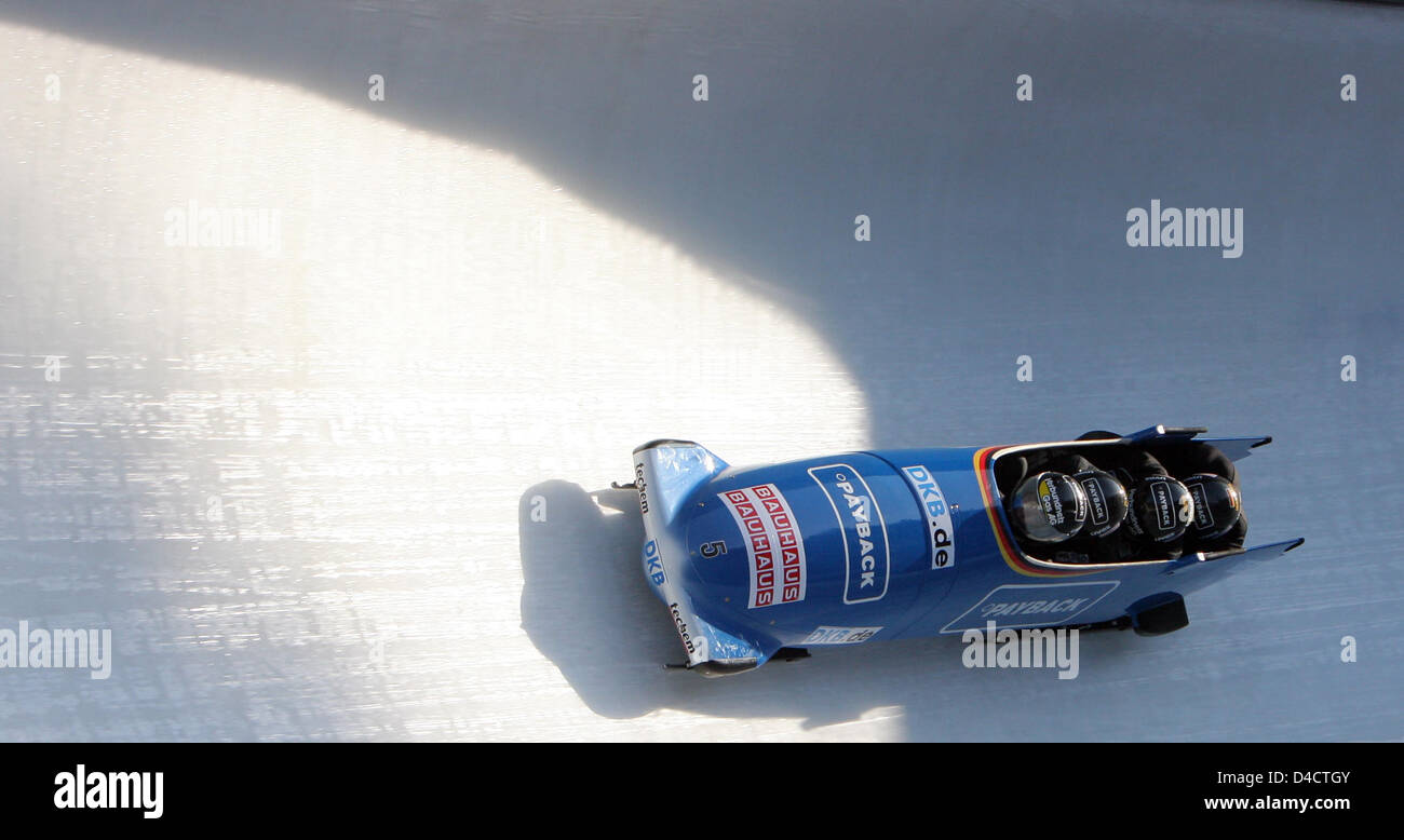 German four seater bobsleigh team with pilot (L-R) Andre Lange sowie ...