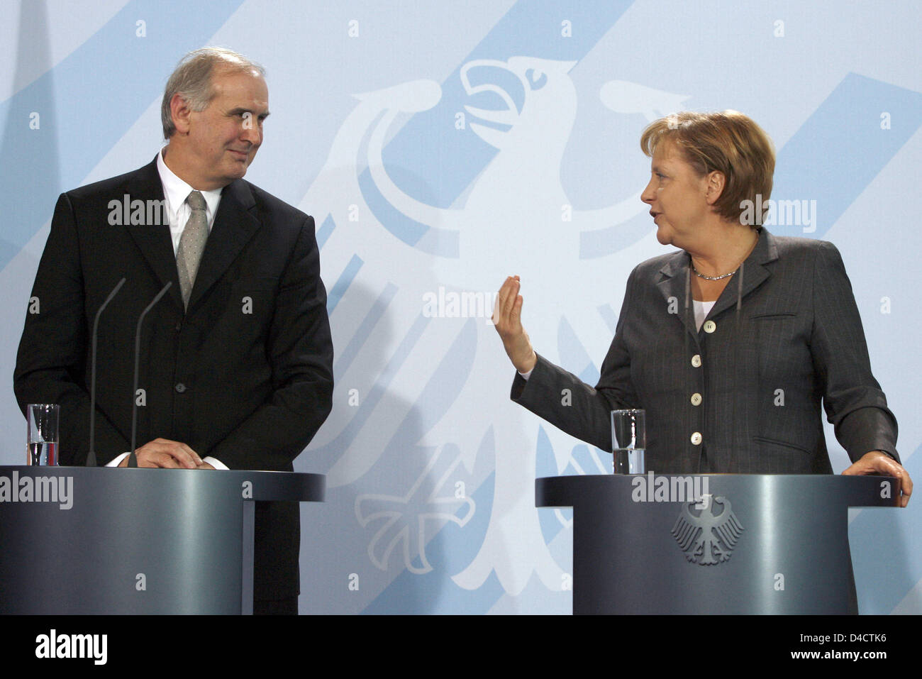 German Chancellor Angela Merkel (R) and Prime Minister of Liechtenstein ...