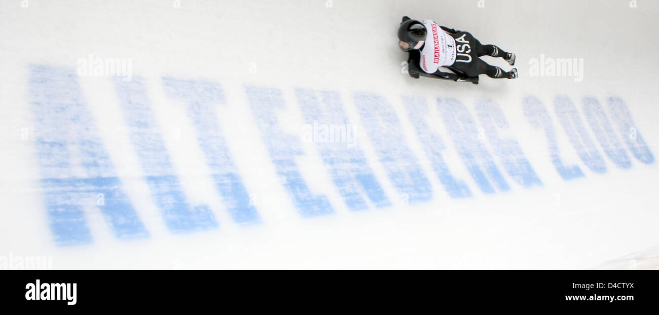 US skeleton athlete Katie Uhlaender shown in action during her second ...