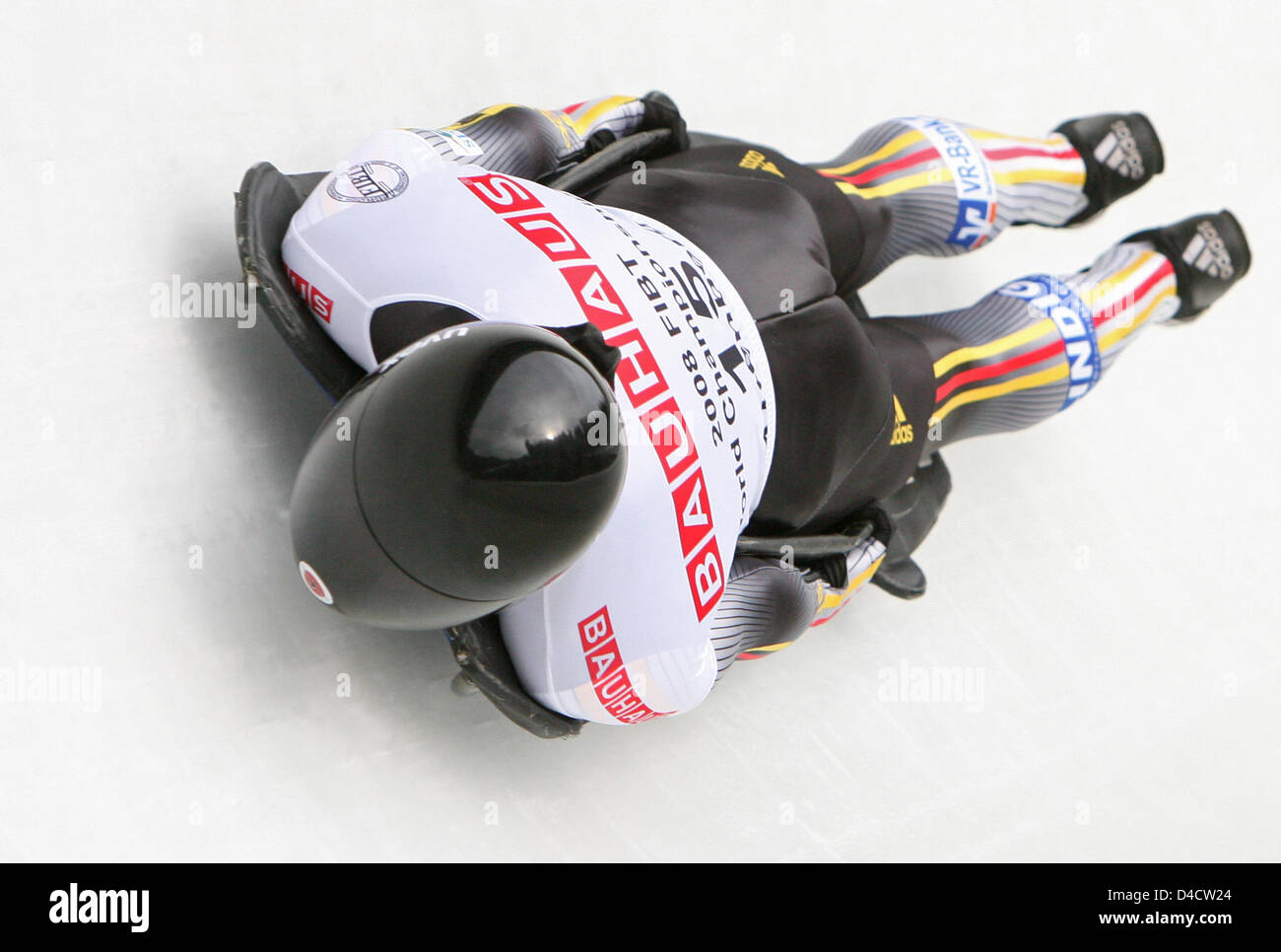 German skeleton athlete Frank Rommel shown in action at the third of ...