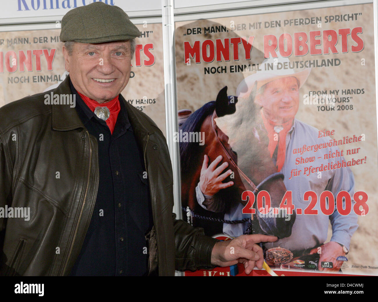 Horse whisperer Monty Roberts depicted at a press conference in Cologne ...