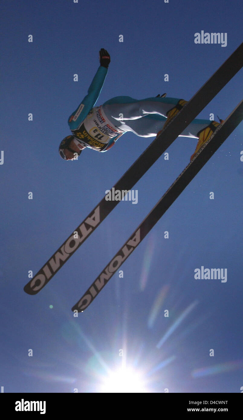 Finnish Matti Hautamaeki shown in the air during the Ski Flying World ...