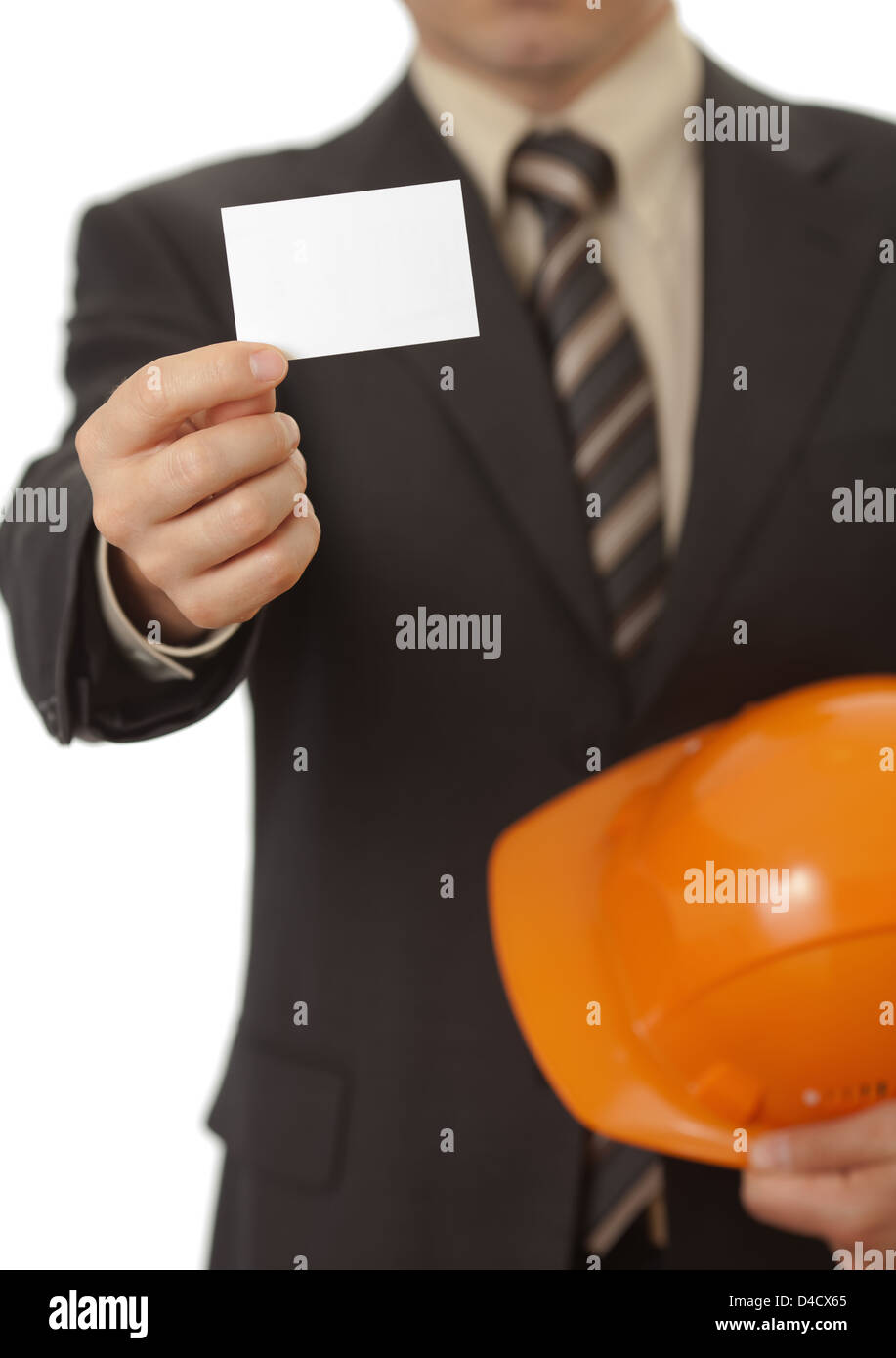 business card in engineer or architect's hand Stock Photo - Alamy