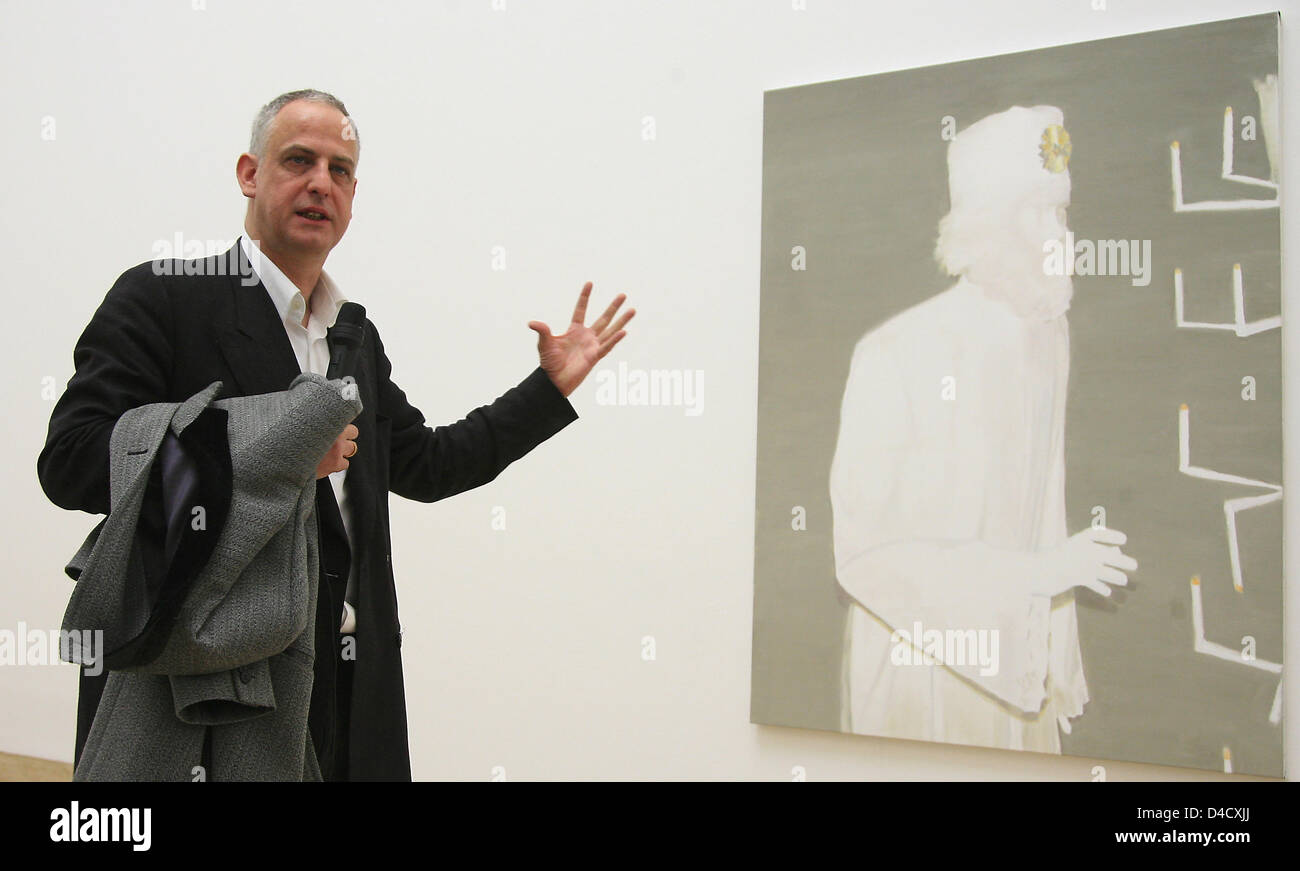 Belgian painter Luc Tuymans explains his painting 'Our New Quarters' at ...
