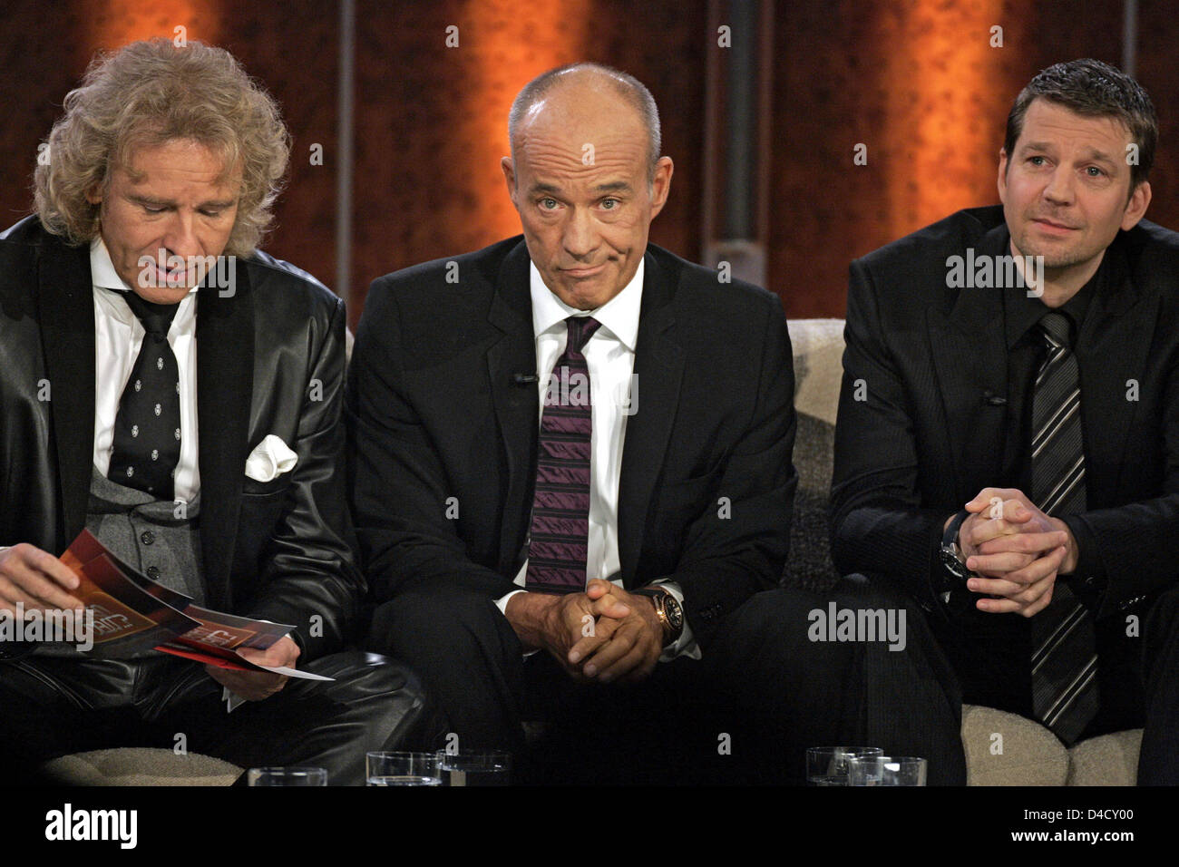 (L-R) German TV host Thomas Gottschalk, German actors Heiner Lauterbach ...