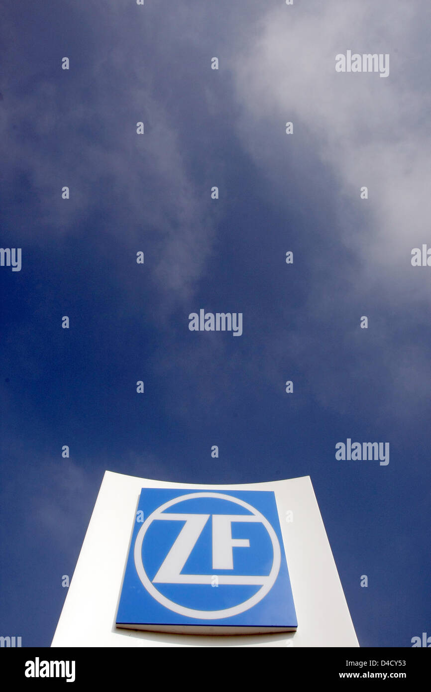 The photo depicts the company logo at the entrance of ZF's headquarters ...
