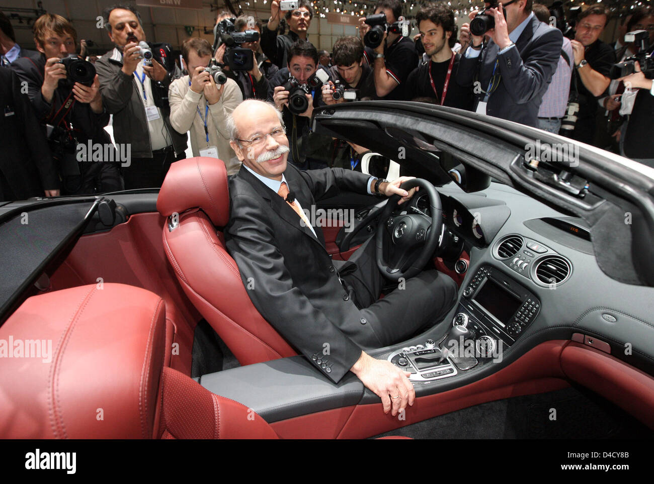 Dieter Zetsche, CEO of Daimler SE, poses in a new Mercedes SL at the ...
