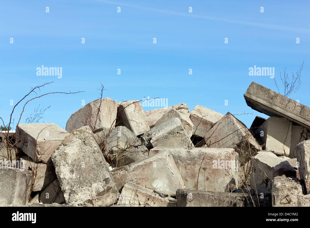 Concrete apocalypse concept - the broken construction blocks - against ...