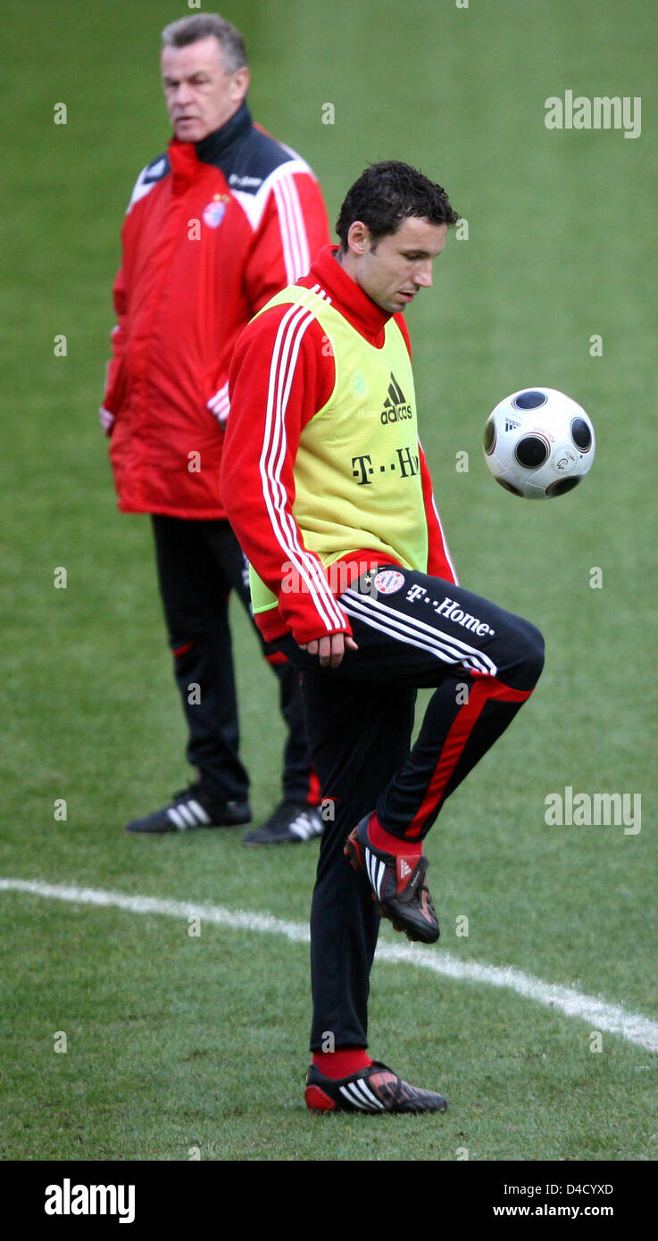 Mark van Bommel (R) player of German Bundesliga soccer club Bayern ...