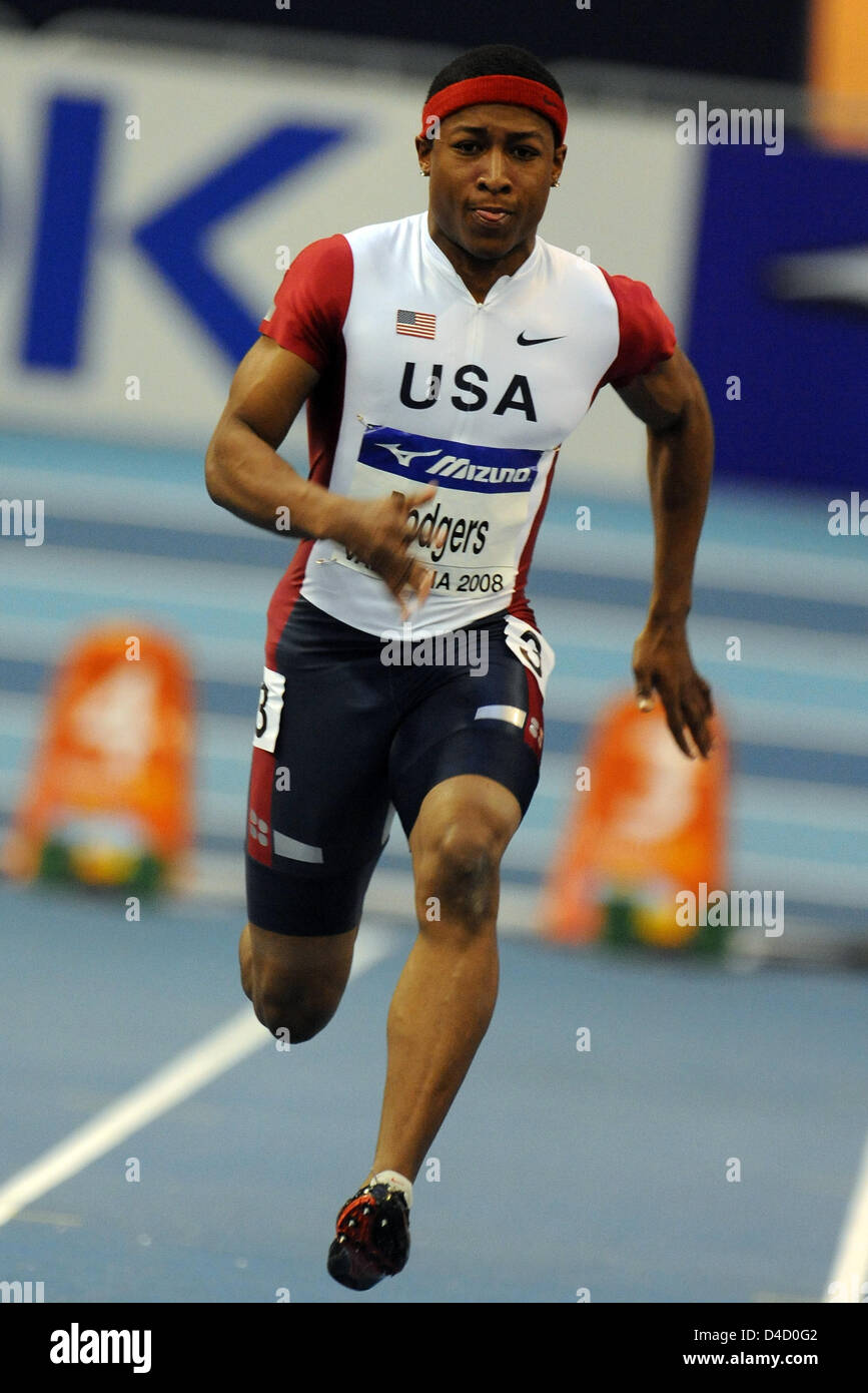 Michael Rodgers of USA pictured running his 60m semi-finals heat at the ...