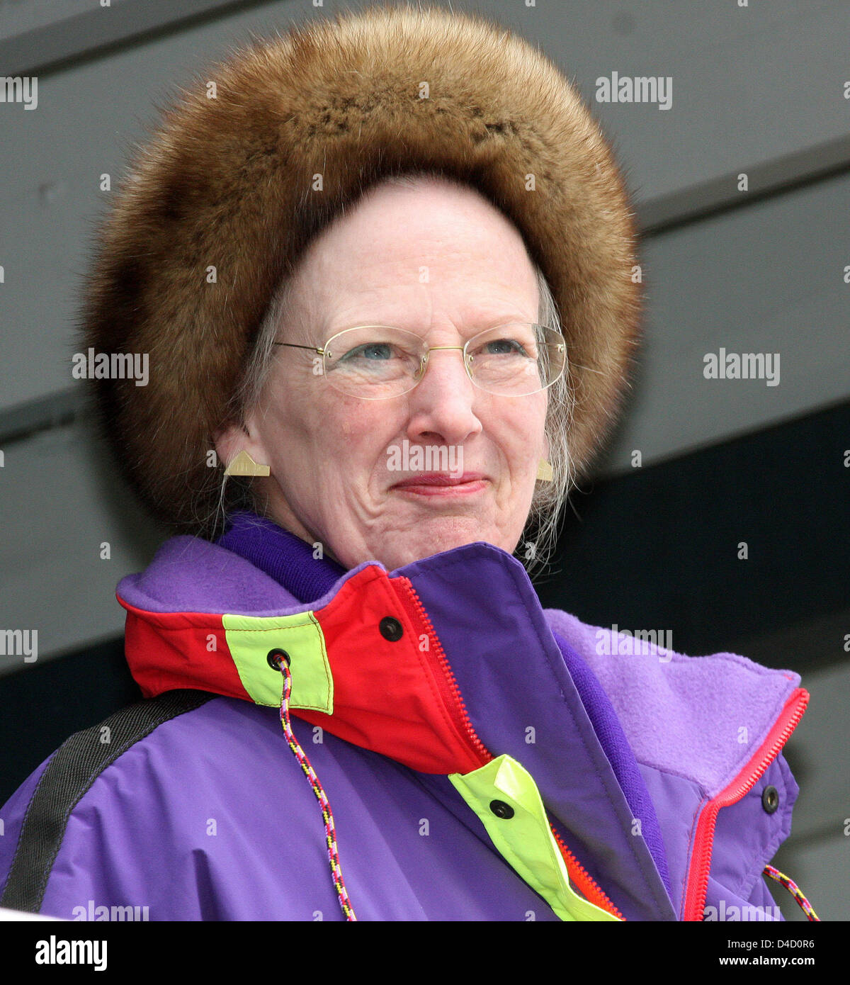The Danish Queen Margrethe is pictured at the Ski festival at ...