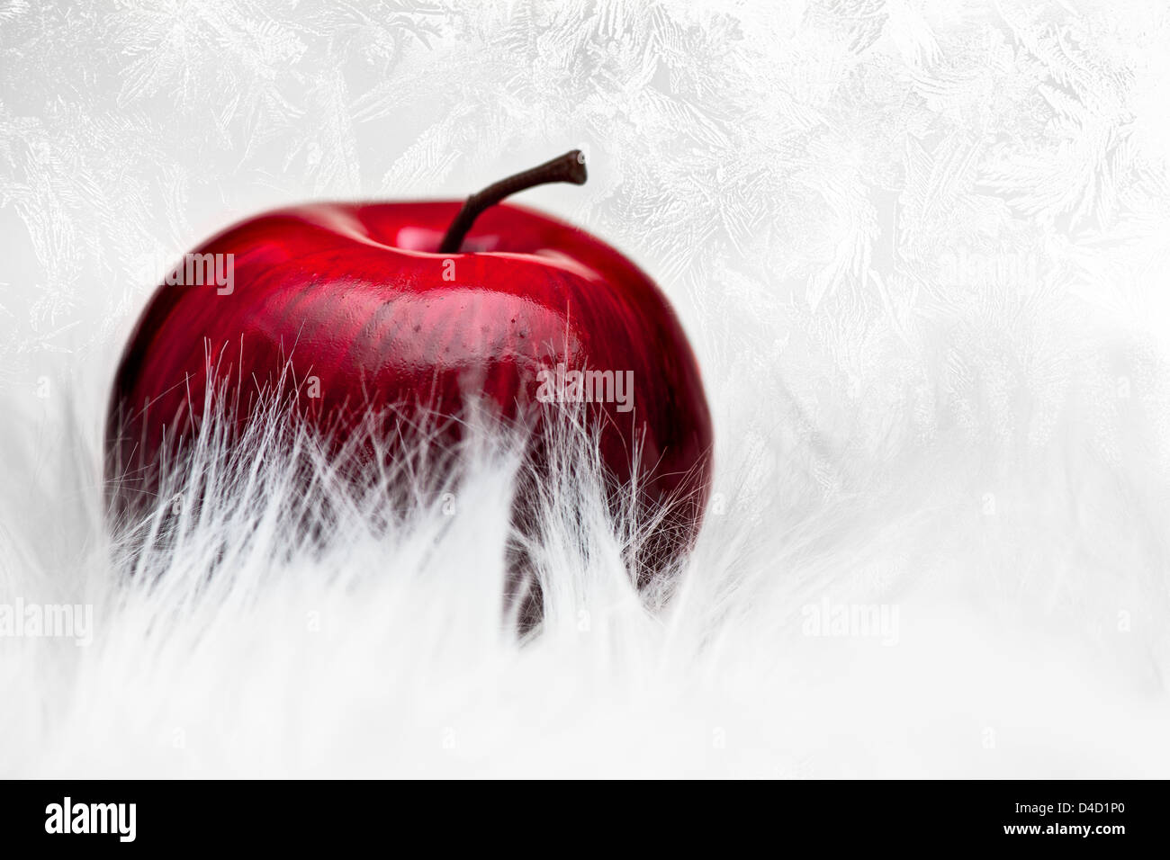 Red apple on fur Stock Photo - Alamy