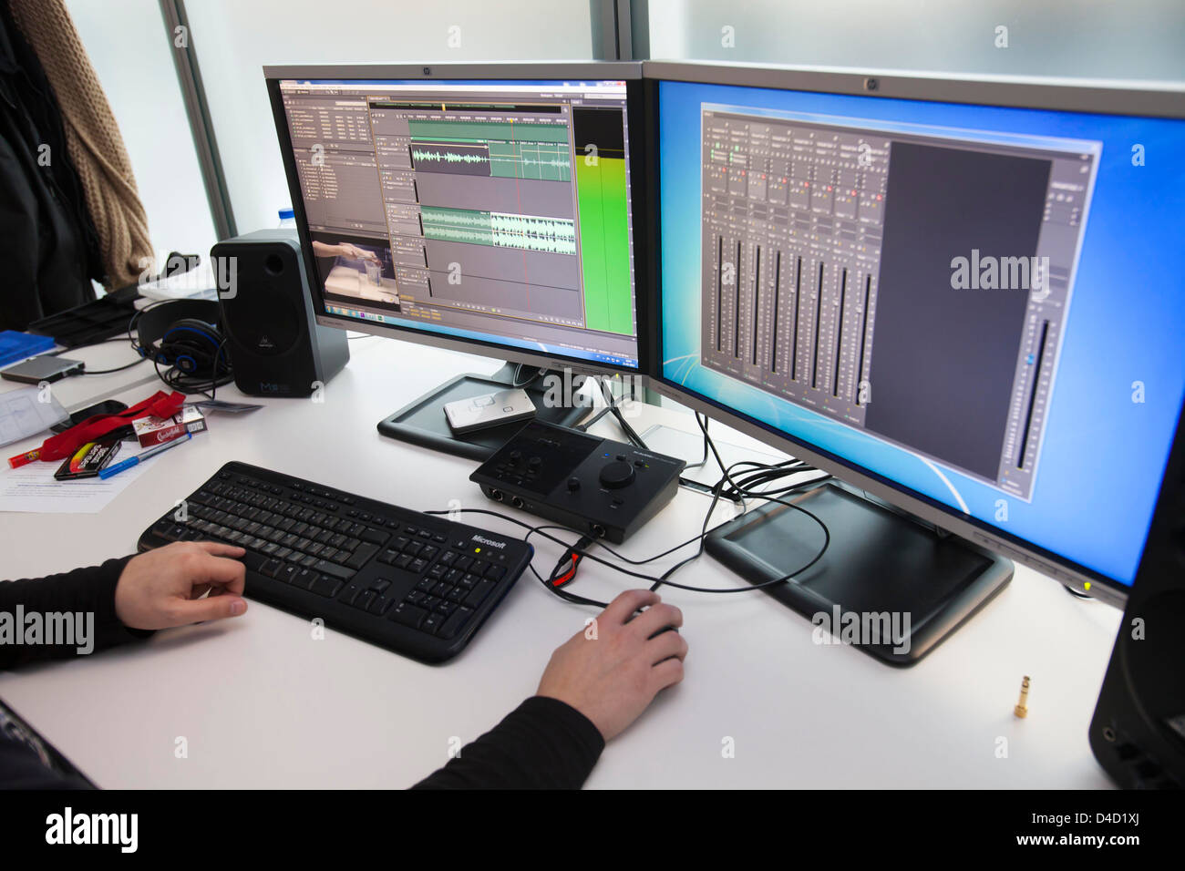 Editing sound and video Stock Photo - Alamy