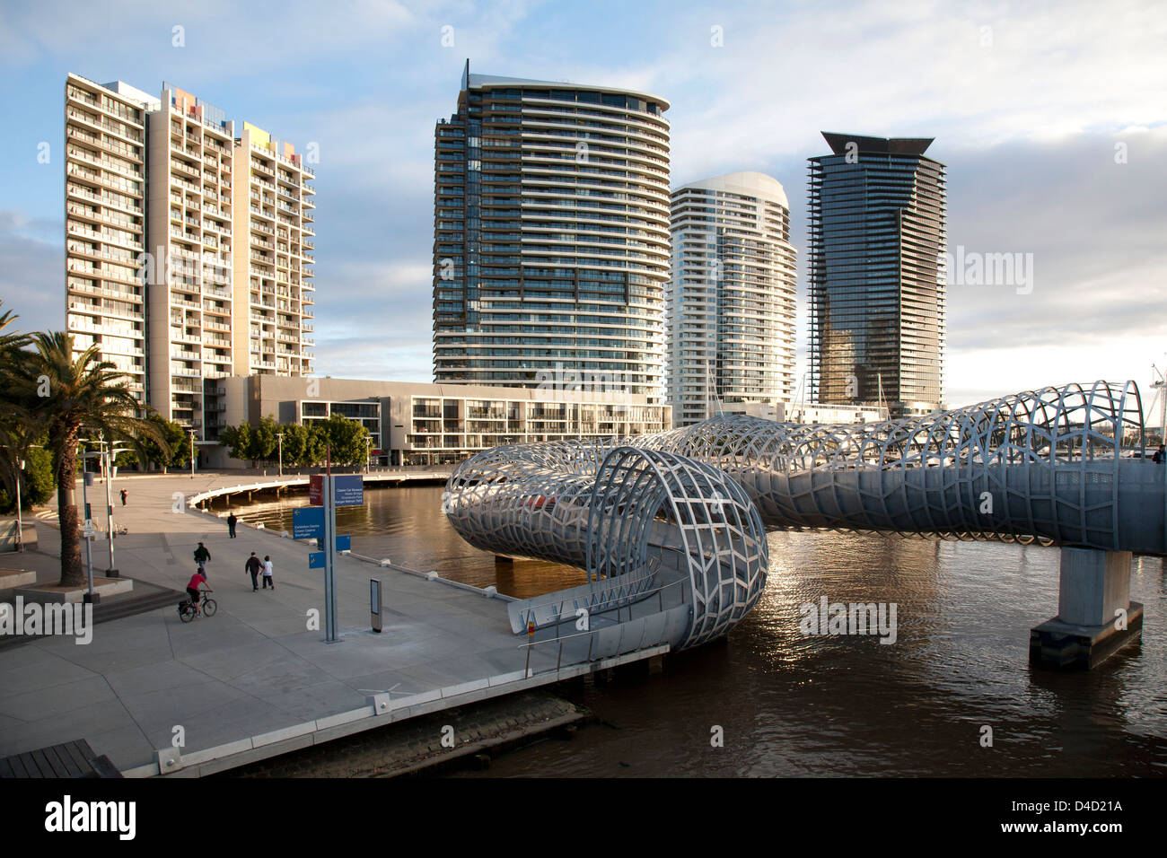 Late afternoon image of the pedestrian and cycleway Webb Bridge which ...