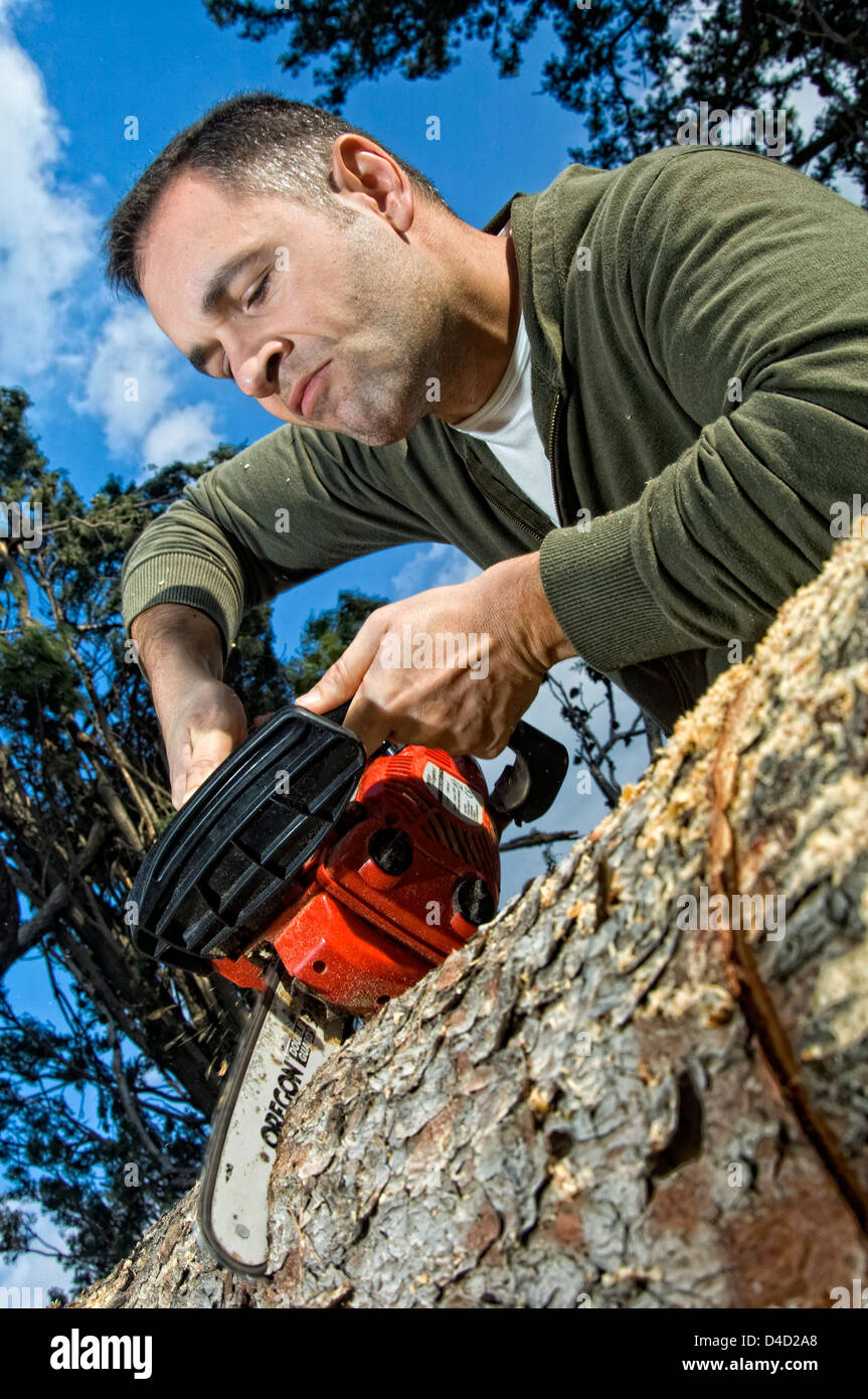 Man sawing top view hi-res stock photography and images - Alamy