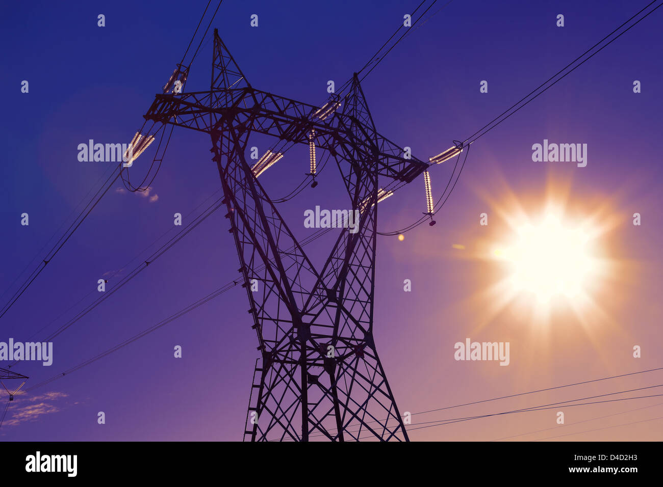 power and energy concept, electric post on sunset Stock Photo - Alamy