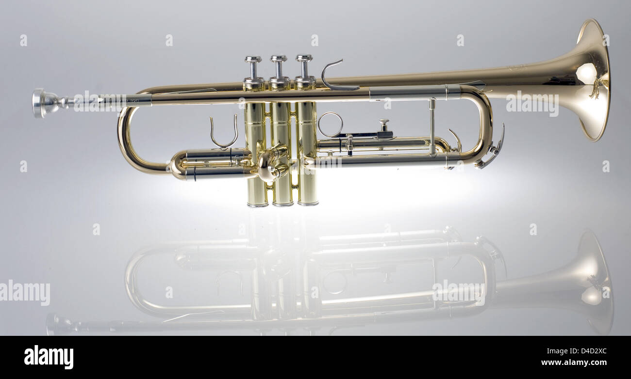 The photo depicts a trumpet in Frankfurt Main, Germany, 10 March 2008 ...