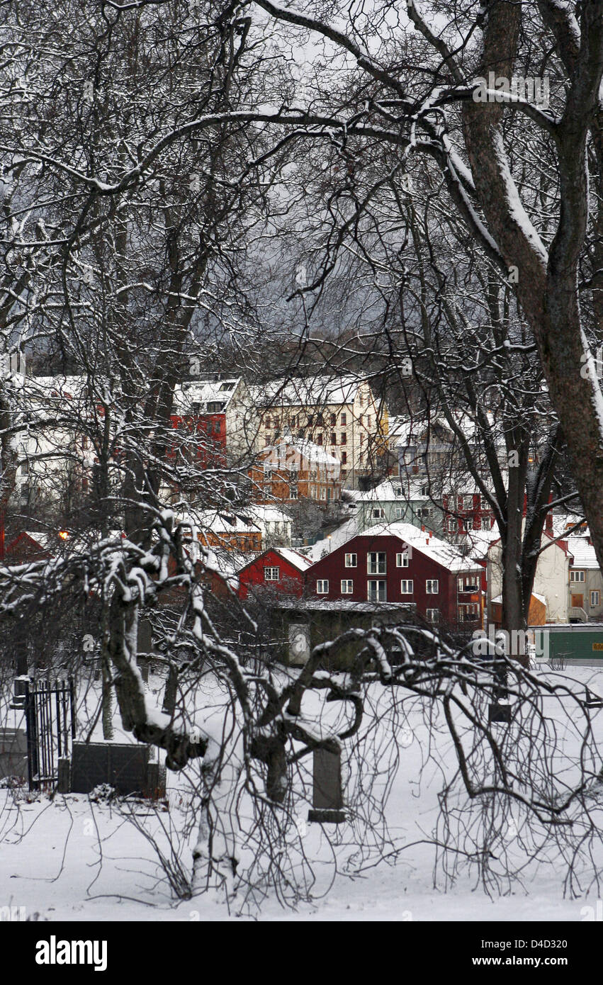 Typical Scandinavian winter landscape captured in Trondheim, Norway, 21 ...