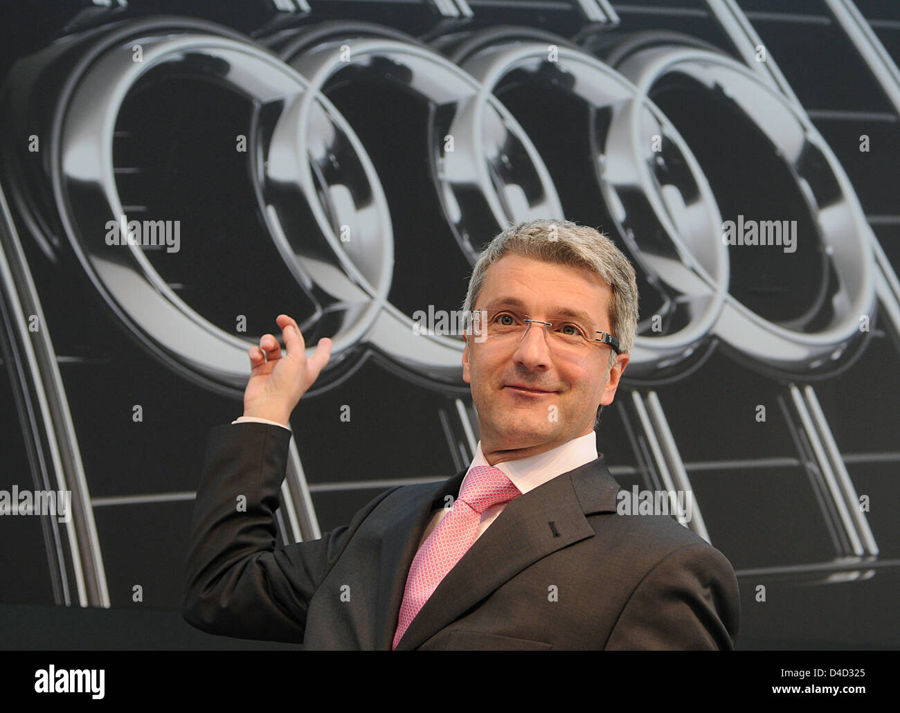 Audi CEO Rupert Stadler poses under the company's logo before the ...