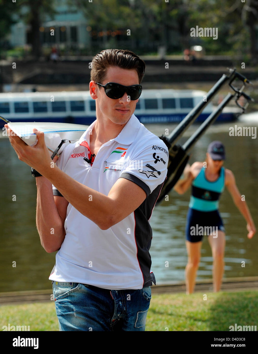 German Formula One driver Adrian Sutil (front) of Force India and ...