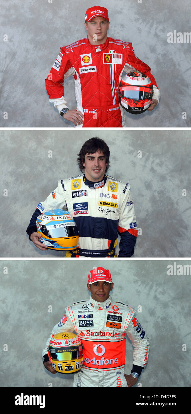 The picture combo shows Formula One drivers (top-bottom) Finnish 2007 ...