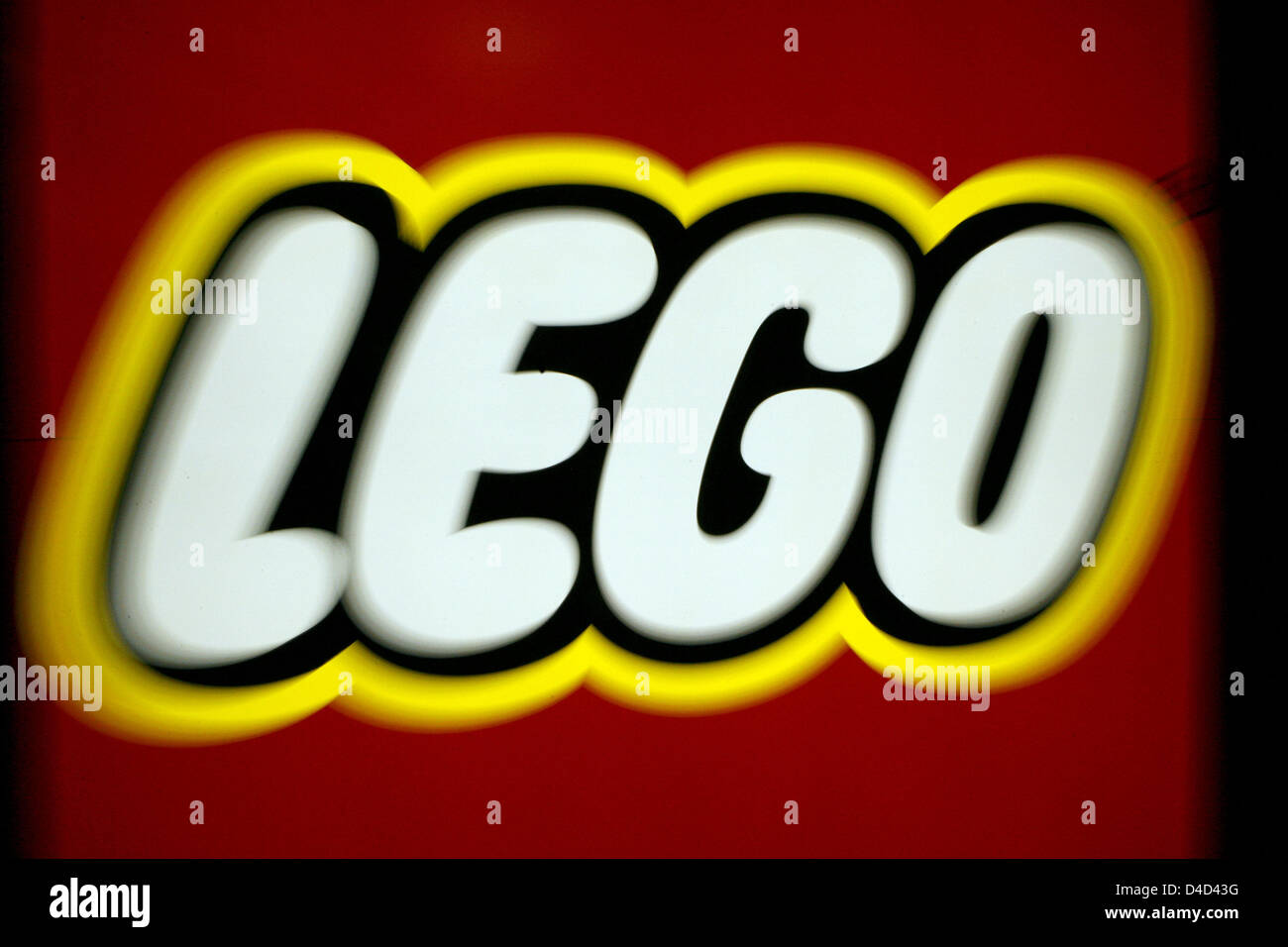 The picture shows the logotype of toy producer Lego at the toy faire ...
