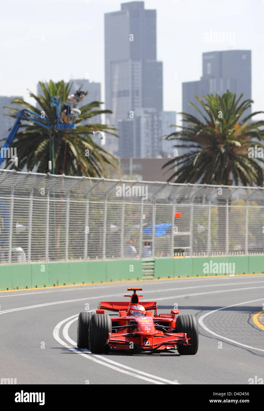 Finnish Formula One driver Kimi Raikkonen of the Ferrari team is ...