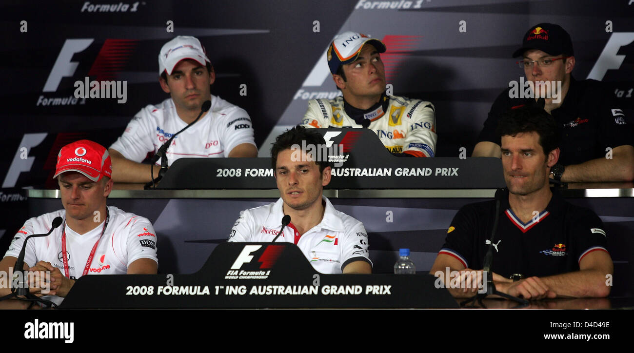 (front row L-R) Formula One drivers Finnish Heikki Kovalainen of ...