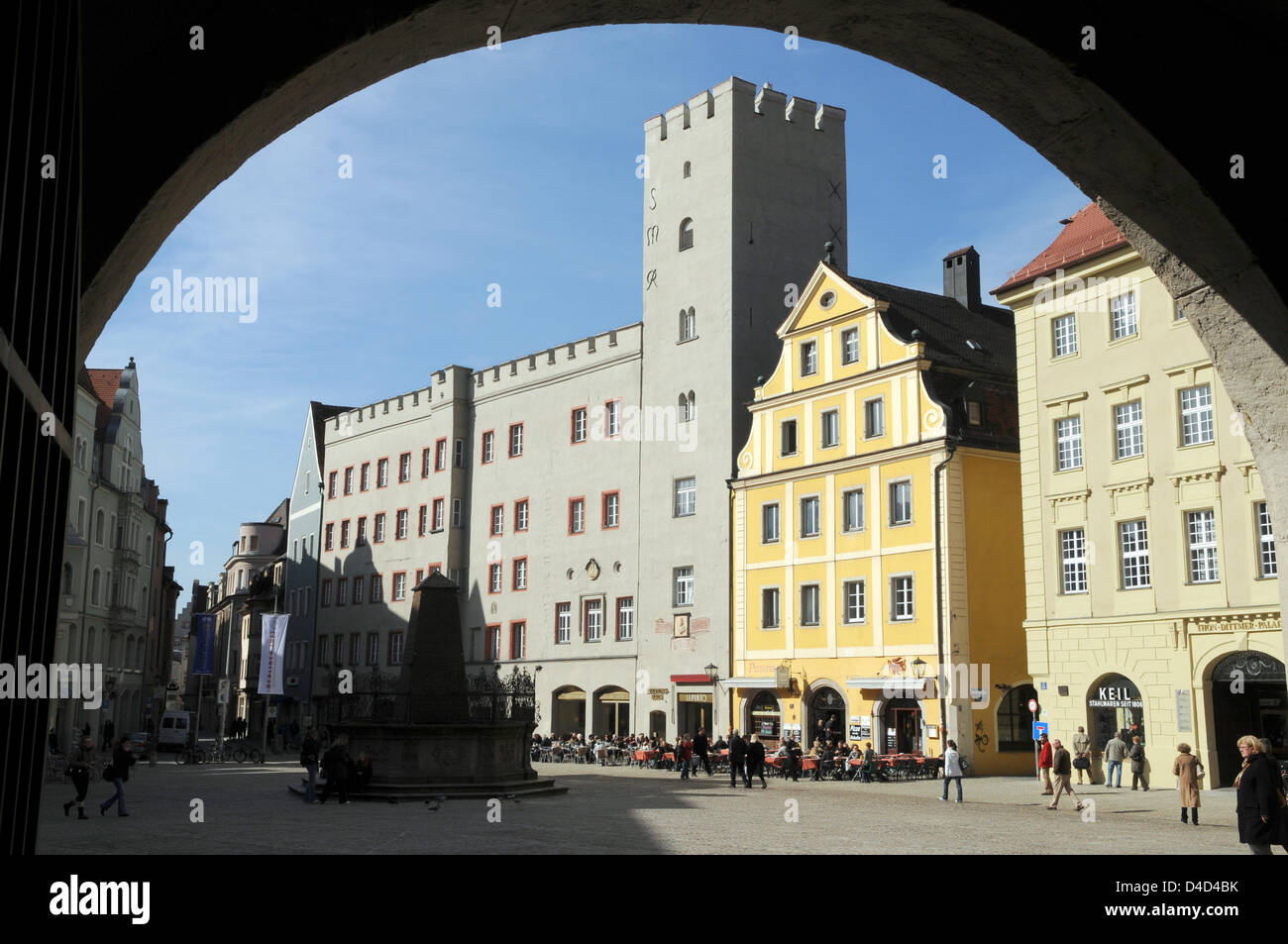 View over the Haid square in of Regensburg, Germany, 07 March 2008 ...