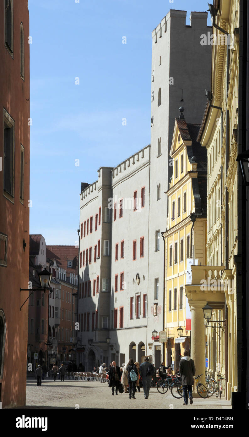 View over the Haid square in of Regensburg, Germany, 07 March 2008 ...