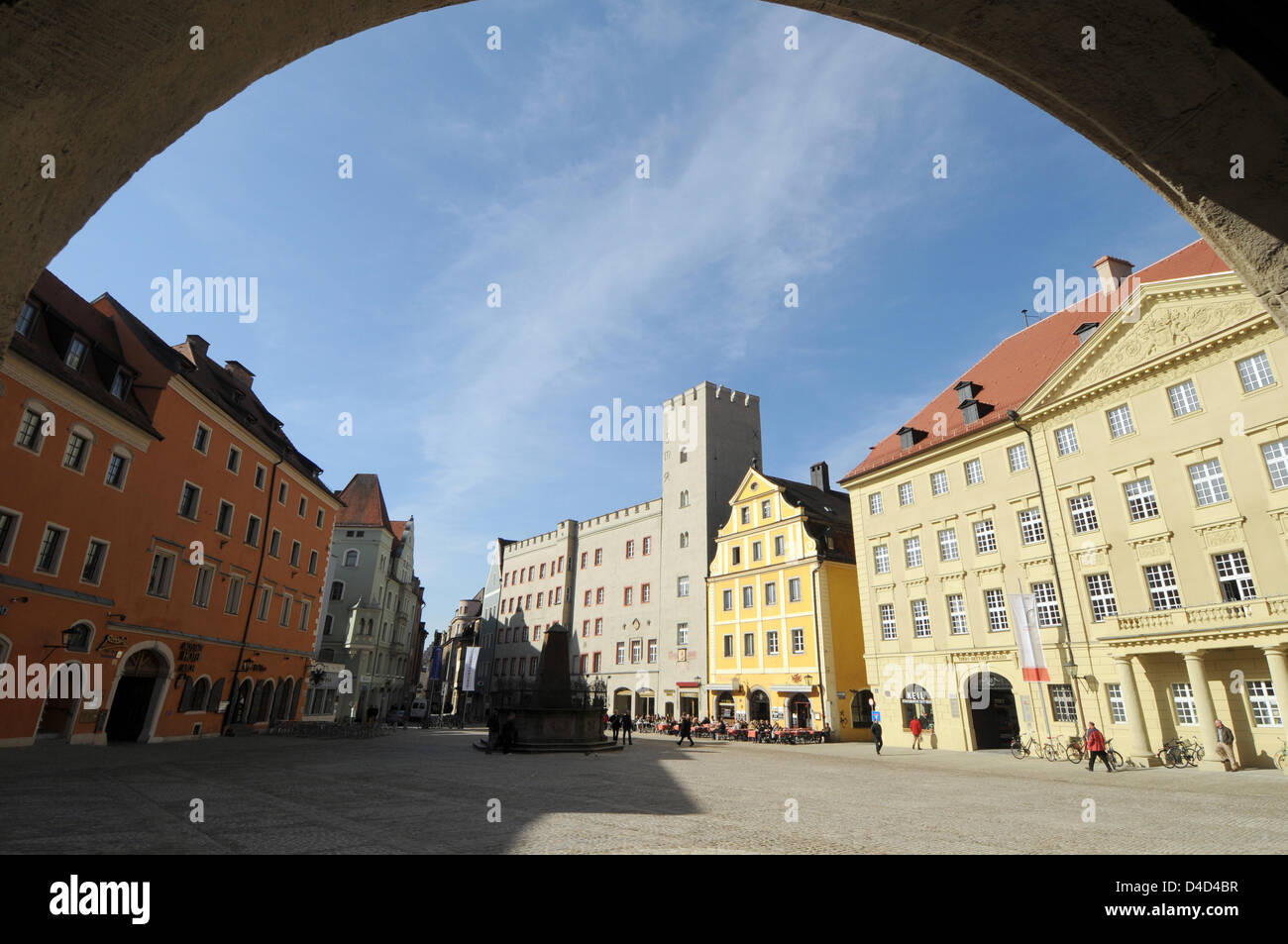 View over the Haid square in of Regensburg, Germany, 07 March 2008 ...