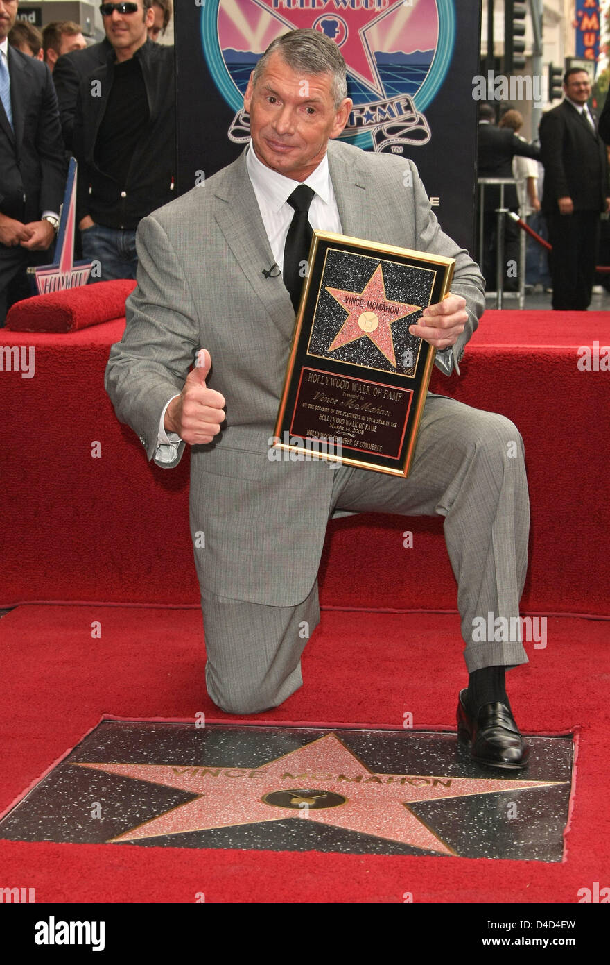 US wrestling promoter Vince McMahon poses with his 'star' on the 'Walk ...