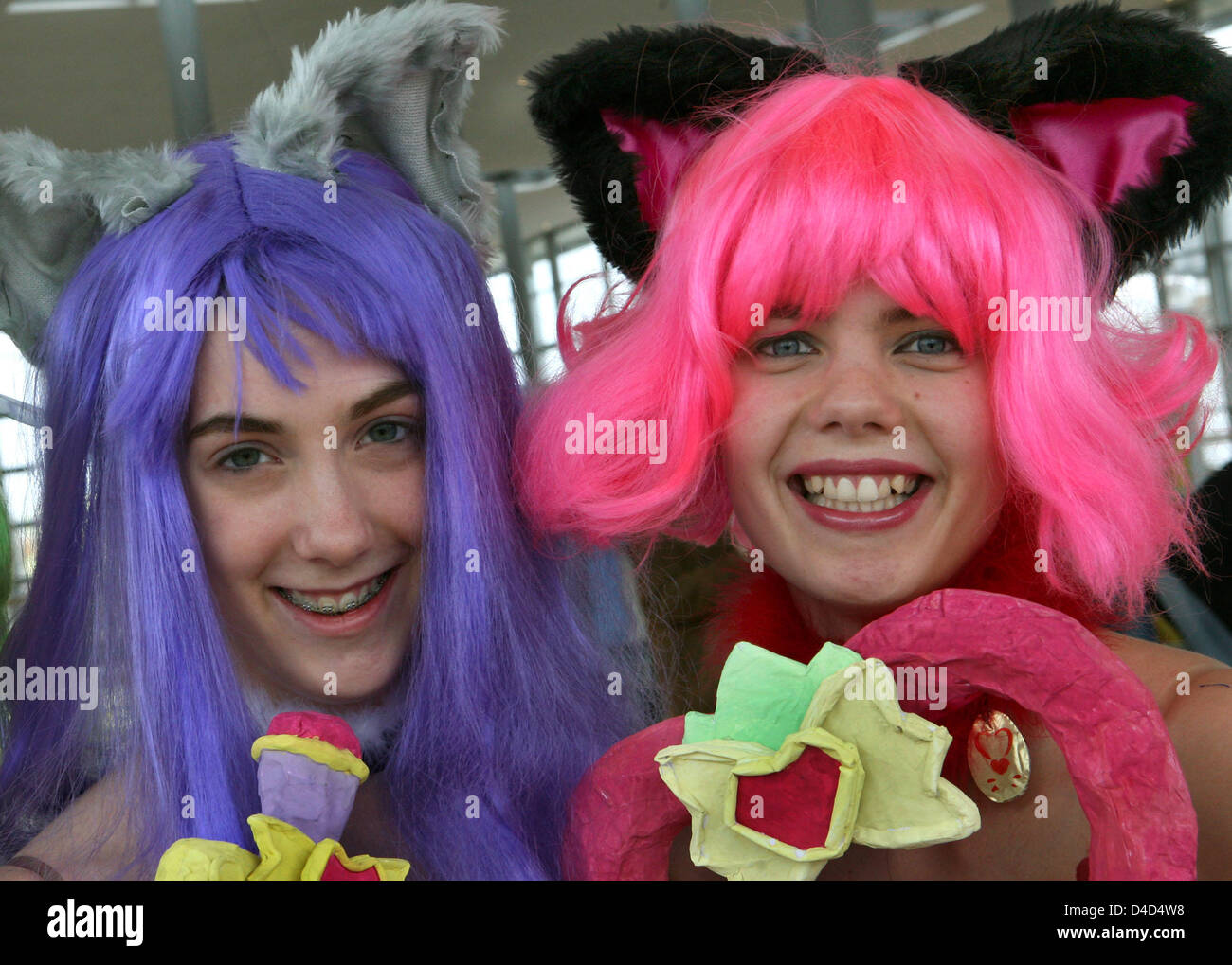 The Manga fans Laura Kim Pack (R) and Lisa Rathgeber are pictured ...