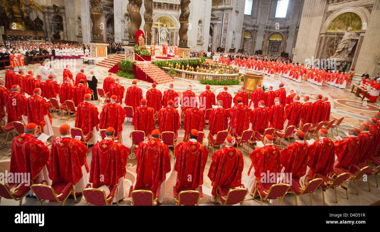 Cardinals attend the religious mass 'Pro Eligendo Romano Pontifice' at ...