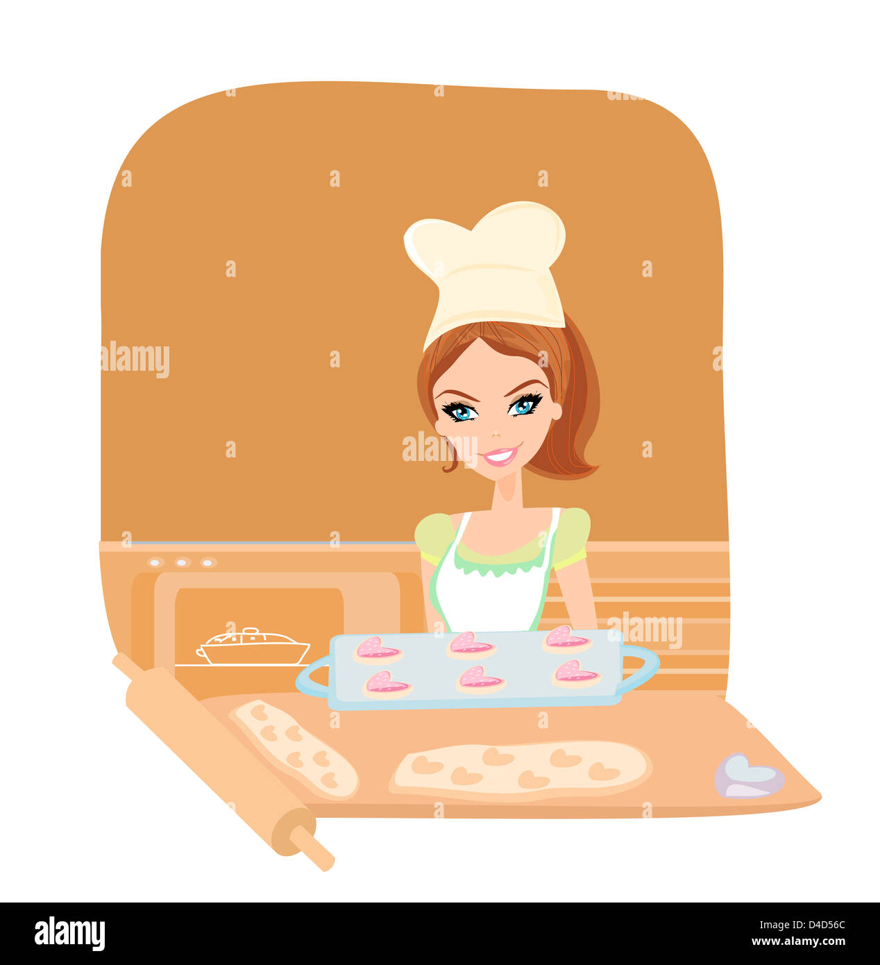 Housewife serving cookies Stock Photo - Alamy