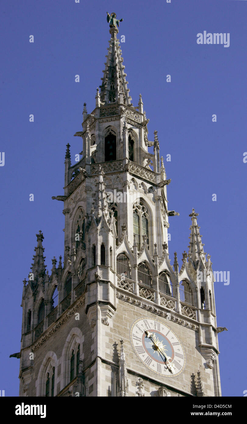 The picture shows the town hall steeple with the 'Kindl' on top in ...