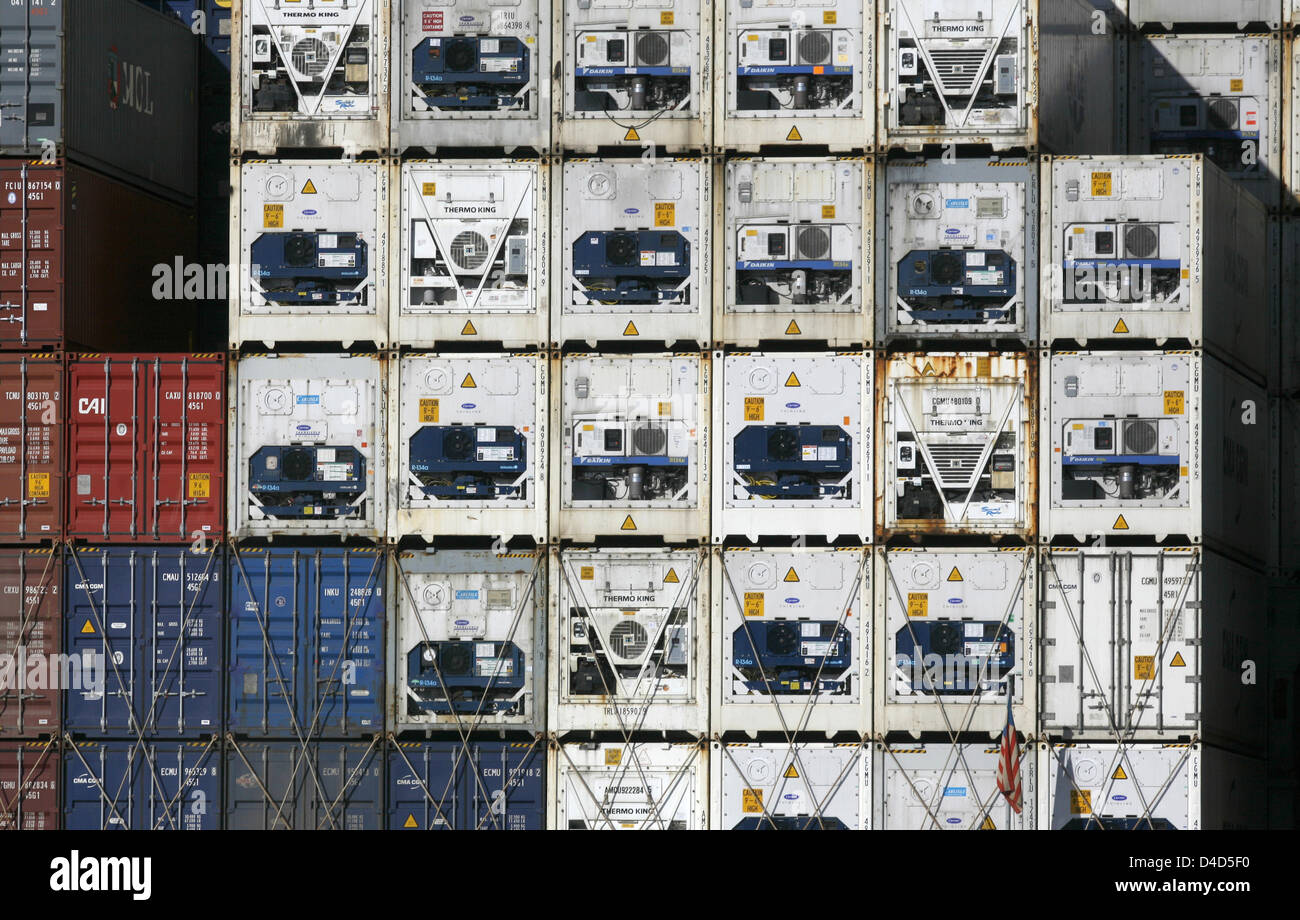 The picture shows the container stacked at the container terminal Euro ...